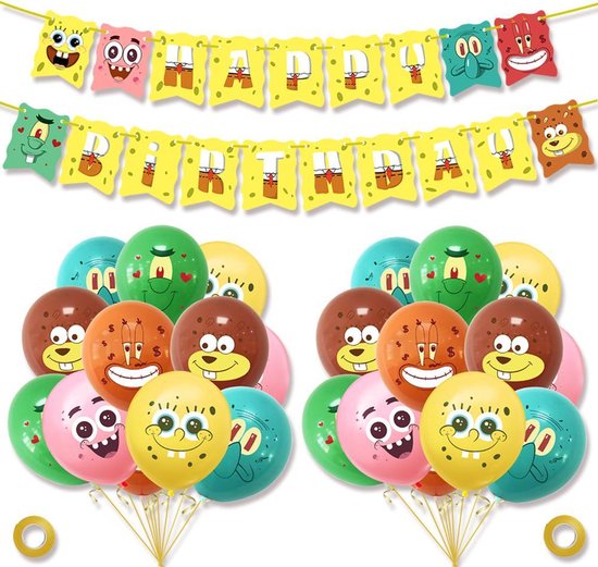 36 Piece Set SPONGEBOB Anniversaire - Décoration Spongebob - Spongebob ...