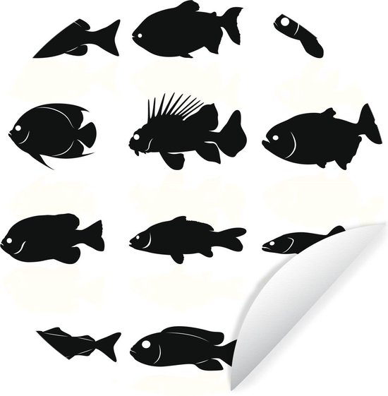 Illustration de douze silhouettes de poissons mur autocollant papier ...