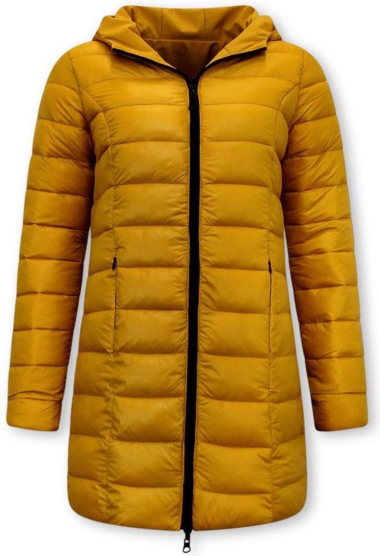 Lange Puffer Jas Dames - Jas met Capuchon Dames - Dubbelzijdig - Slim ...