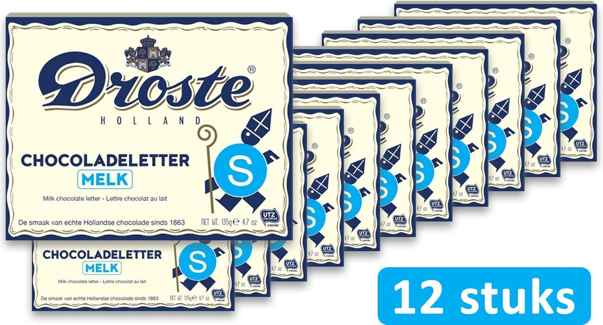 Droste Chocoladeletter Melk - Letter S - 12 stuks á 135 gram | bol