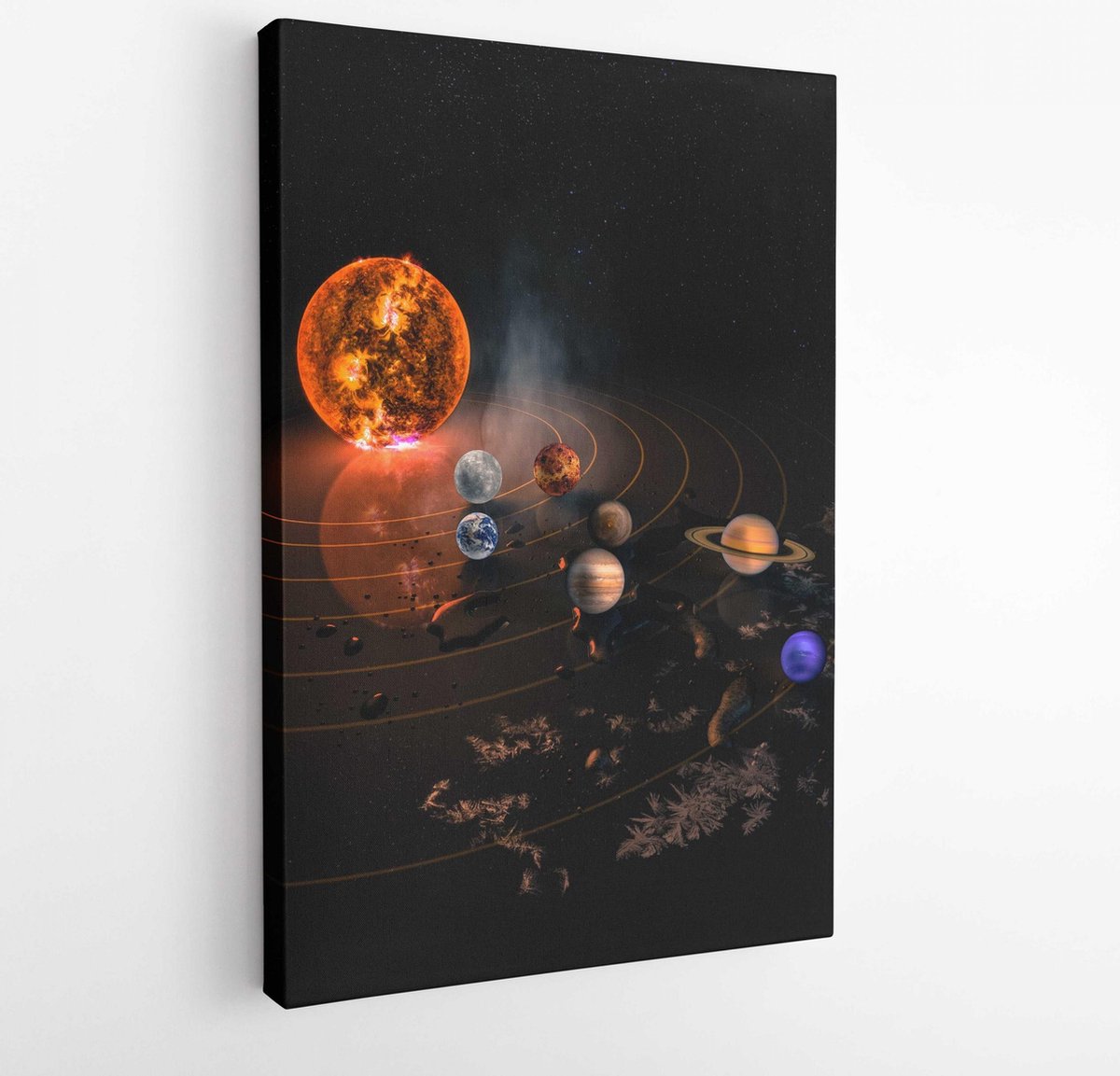 Zonnestelsel acht planeten. Mercurius, Venus, planeet Aarde, Mars ...