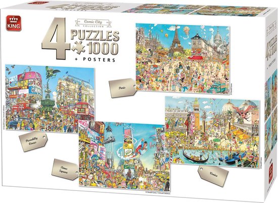 King Puzzle 4 x 1000 Pièces (68 x 49 cm) - Collection Comic City ...