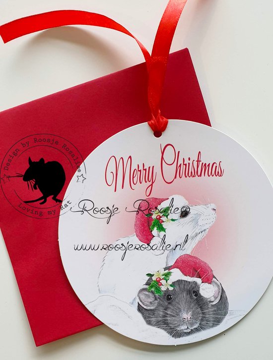 Roosje Rosalie® | 10 Ronde Kerstkaarten Illustratie Dier & Rood lintje ...