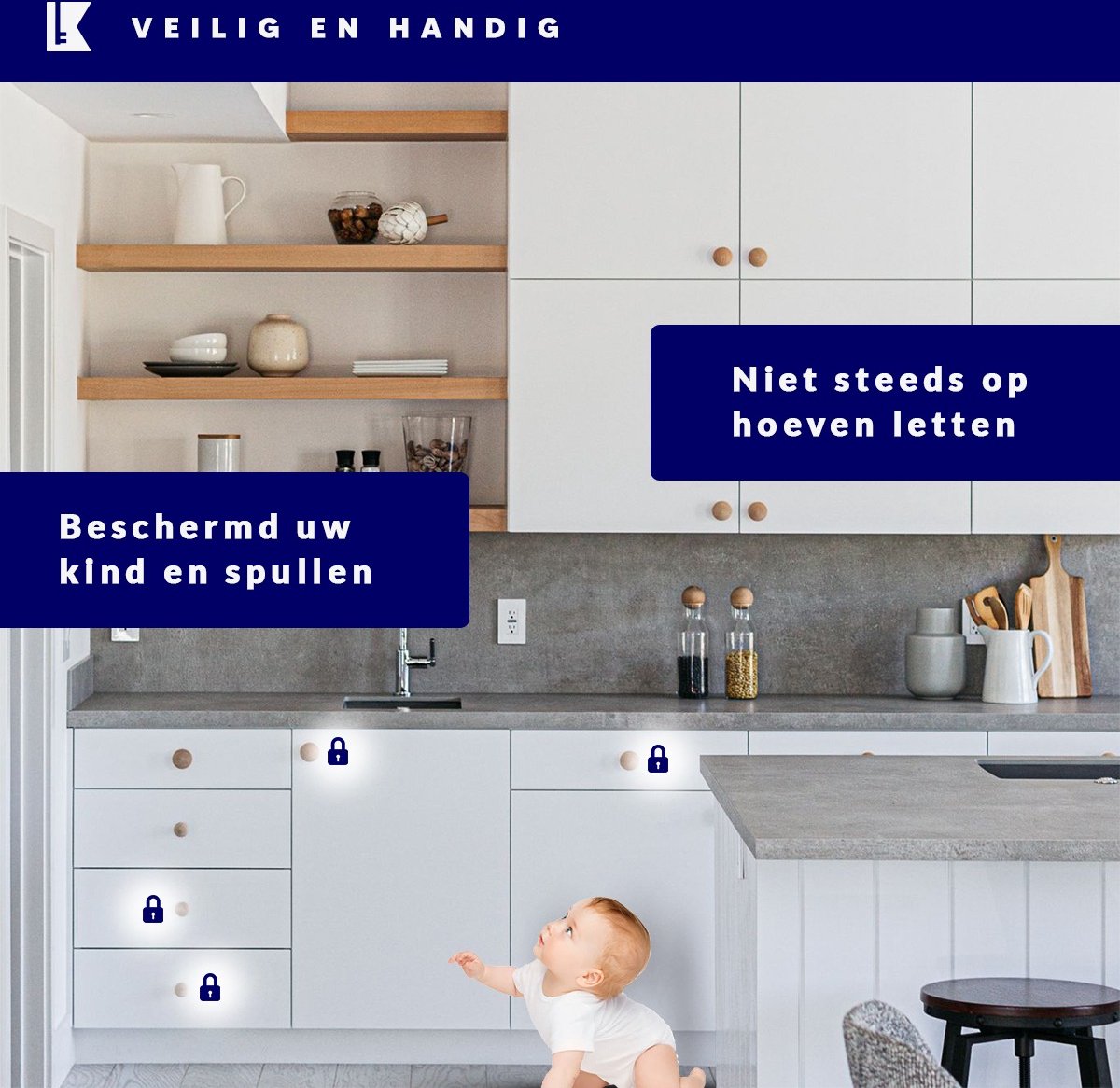 Zelfklevend Kinderslot 6 Stuks – Kinderslot Kastjes – Zelfklevende ...