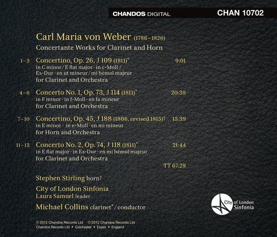 Michael Collins, Stephen Stirling, City Of London Sinfonia - Weber ...