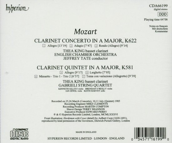 Thea King, English Chamber Orchestra - Mozart: Clarinet Concerto ...