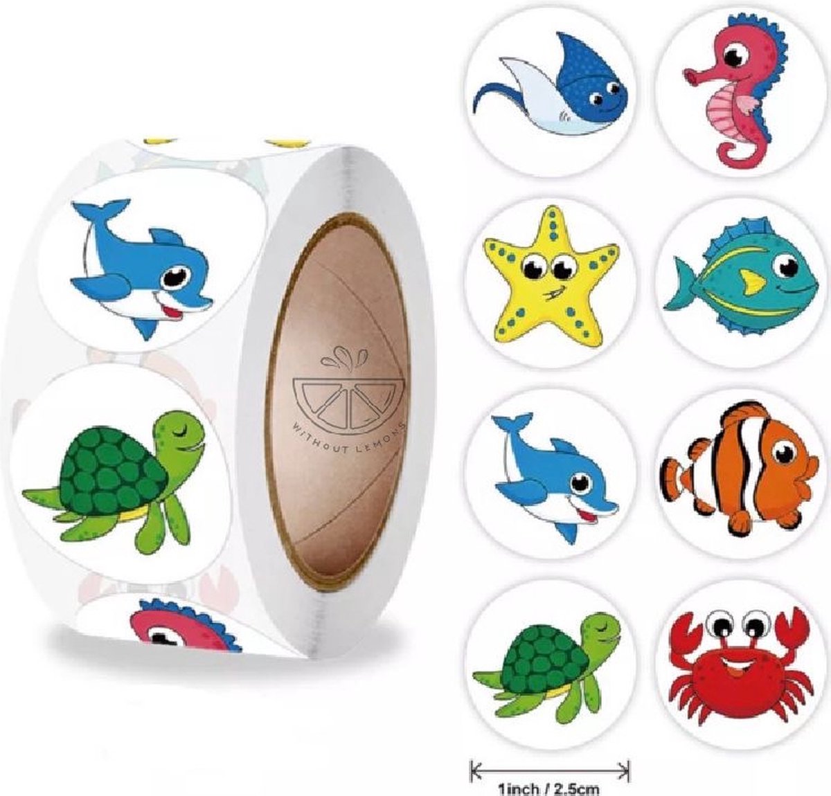 Without Lemons Beloningsstickers Zeedieren |500 stuks |Sluitstickers ...