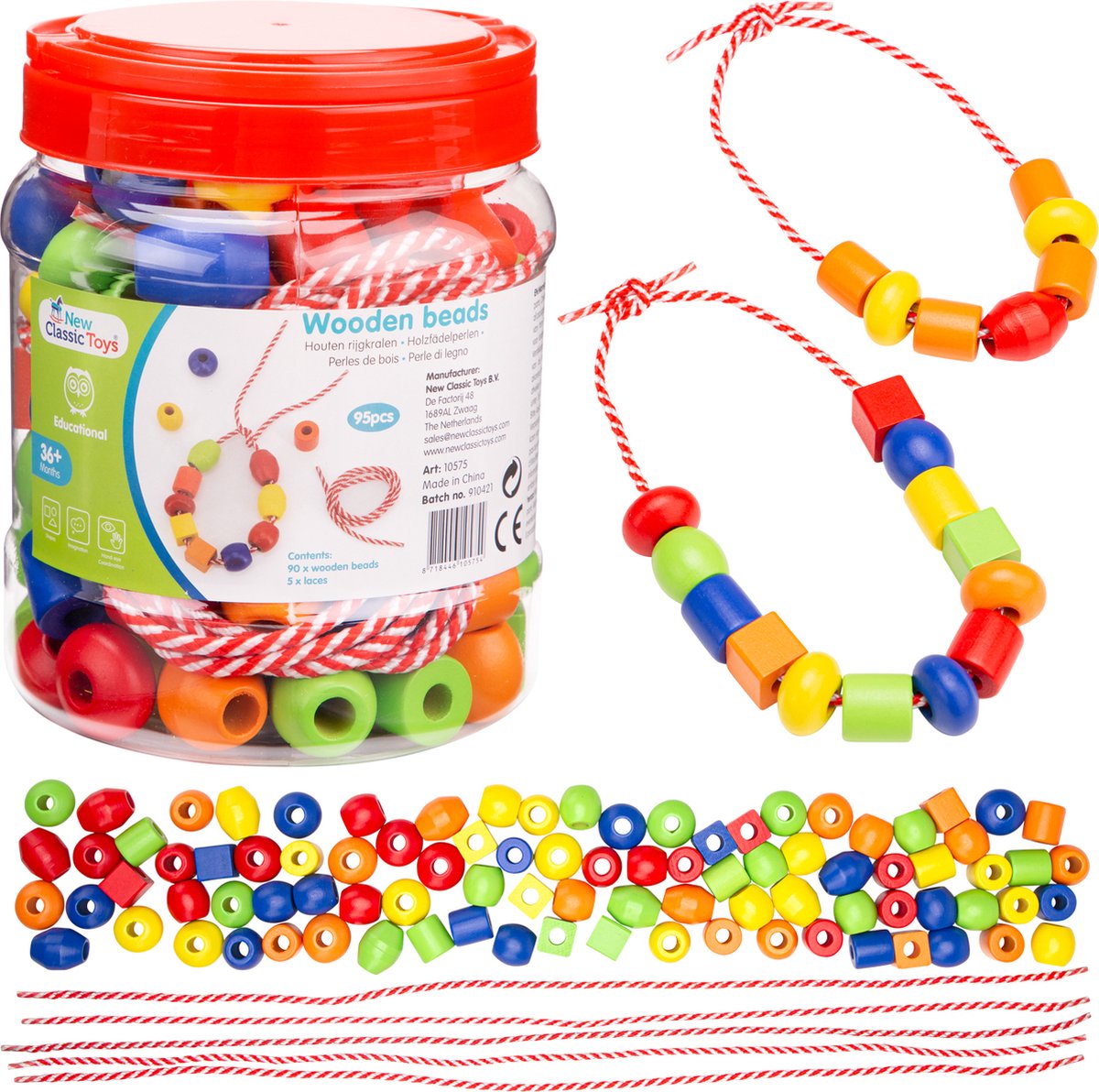 New Classic Toys Educatief Spel Grote Kralen Set in Box - 90 kralen ...