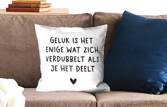 Sierkussen - Quotes Geluk Hartje Delen - Multicolor - 45 Cm X 45 Cm ...