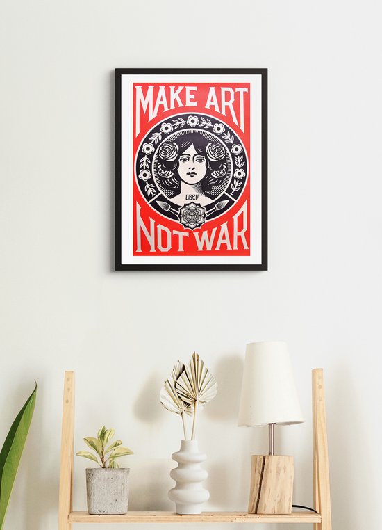 Poster Make Art Not War 40x30 - Obey Print - Peace - Vintage Streetart ...