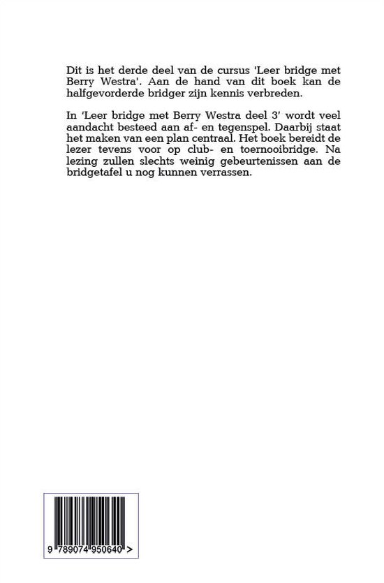 Leer Bridge Met Berry Westra Dl 3, B. Westra | 9789074950640 | Boeken | bol