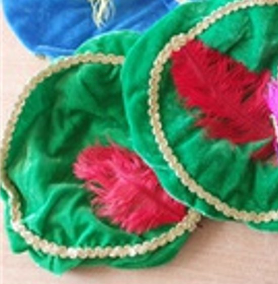 pietenmuts groen met rode veer - pieten muts groen - groene pietenmuts ...