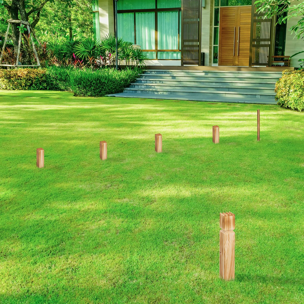 Relaxdays Kubb spel - werpspel - 21 speelfiguren - buitenspel - houten blokken - met... | bol.com