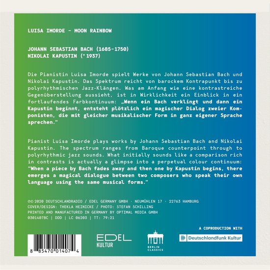Luisa Imorde - Imorde: Bach/Kapustin: Moon Rainbow (CD), Luisa Imorde ...