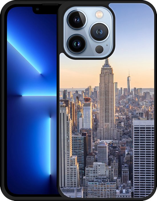 iPhone 13 Pro Hoesje - Design op Glas - Skyline NY - Designed by Cazy ...