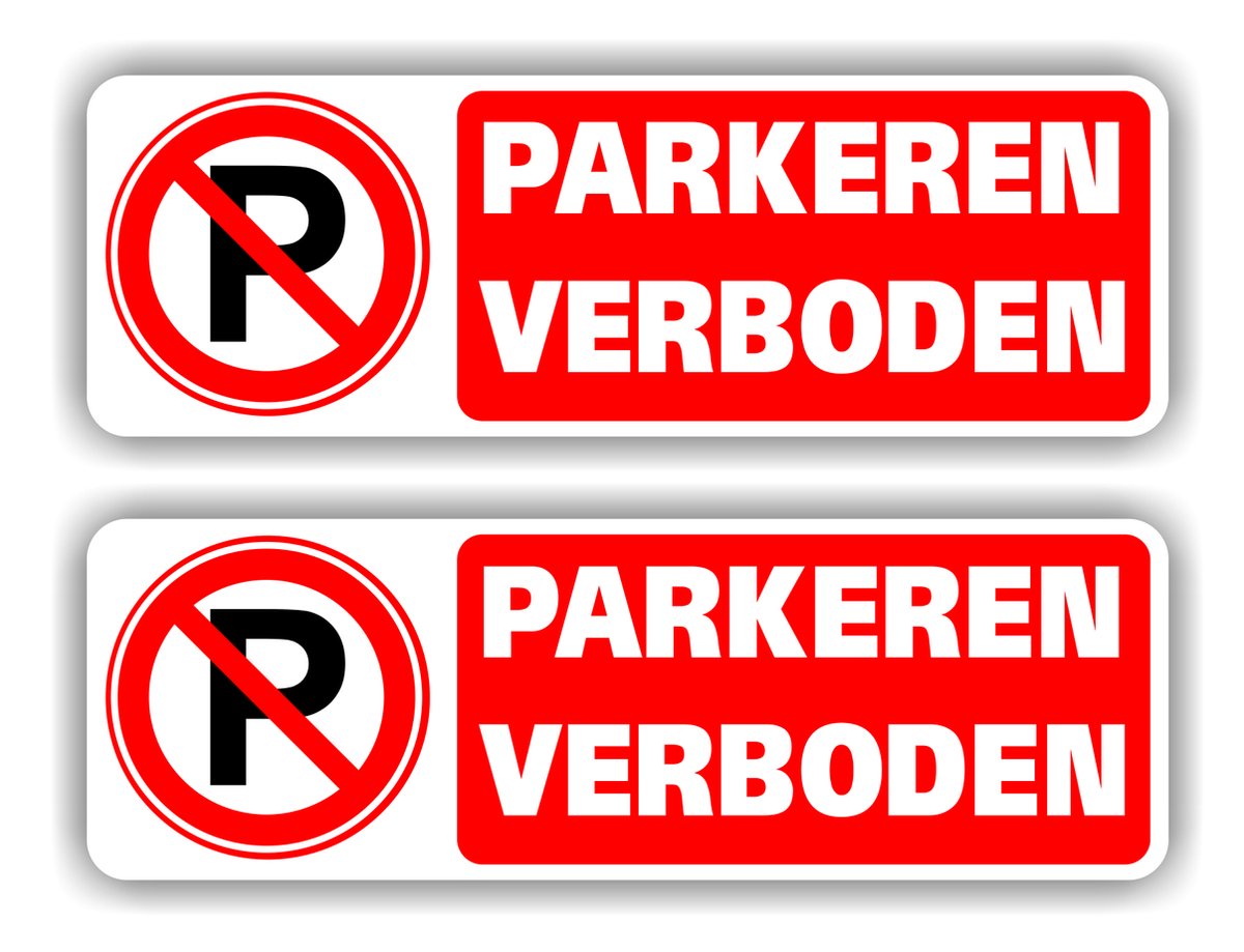 Parkeren verboden, sticker set van 2 verkeersbord stickers. | bol