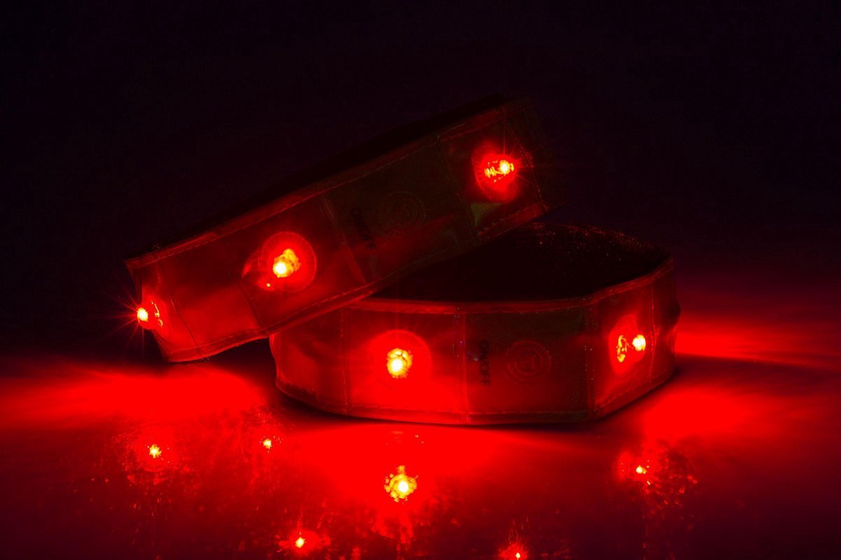 2x Led band reflecterende verstelbare veiligheidsband met Led ...