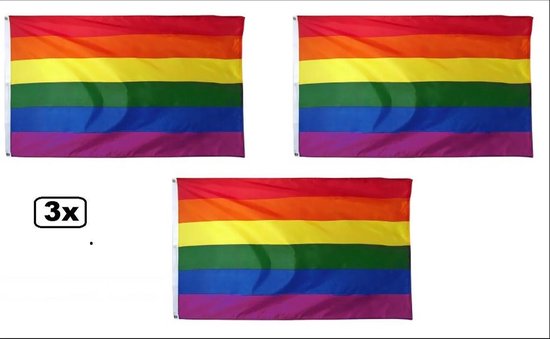 3x Vlag regenboog 90x150cm | bol