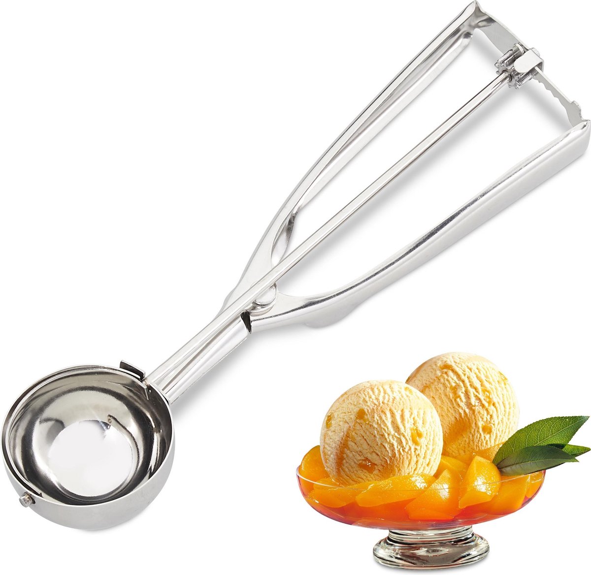 Relaxdays ijslepel edelstaal - ijsbolschep professioneel - 53 mm ...