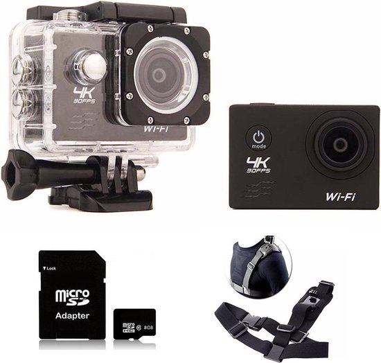 Legend Pro 4K Ultra HD Action Cam + 8GB Micro SD Kaart + Schouder Riem ...