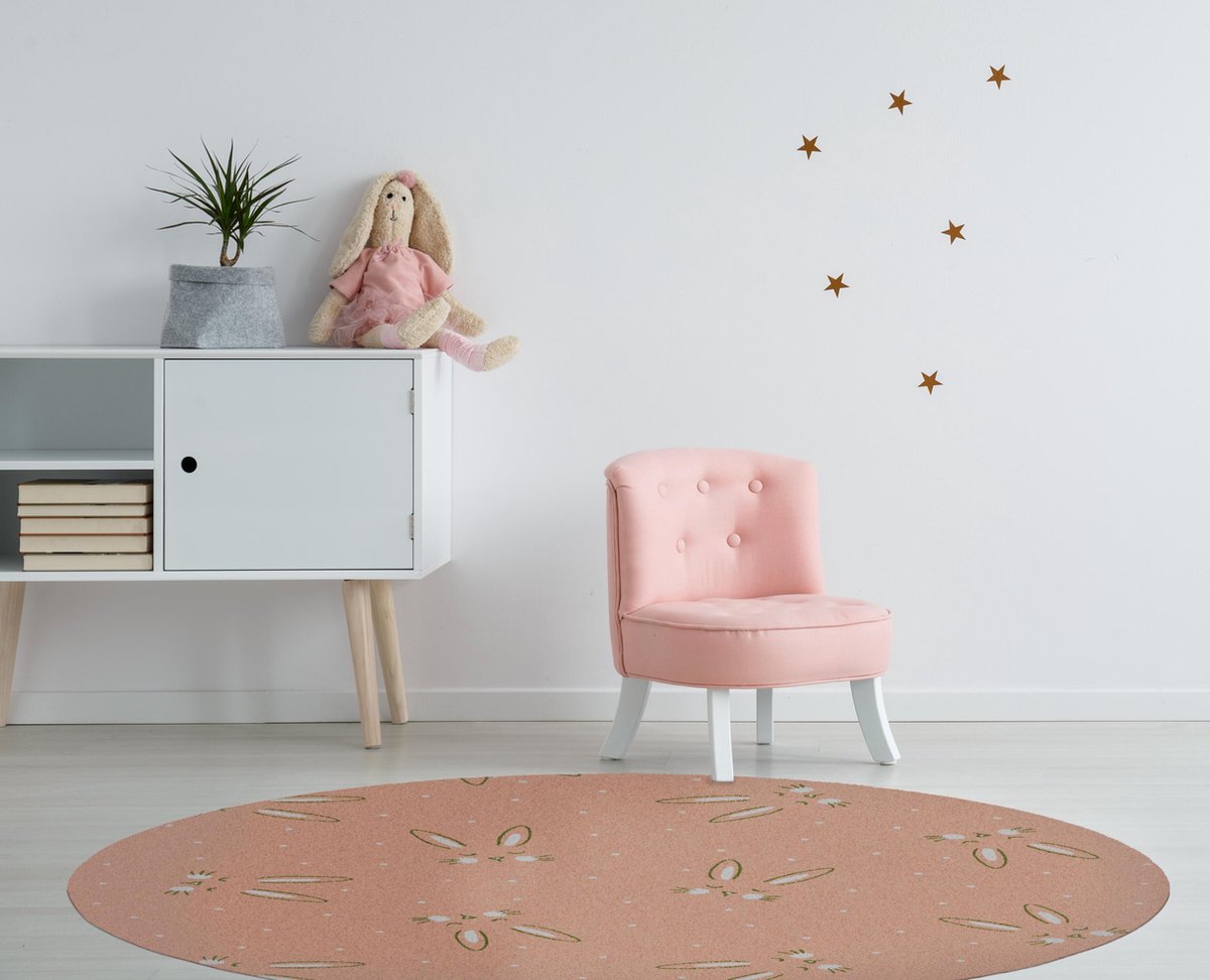 Mat, Vloermat, Vloerkleed, Tapijt, Kind - Kinderkamer Konijn - Rond ...