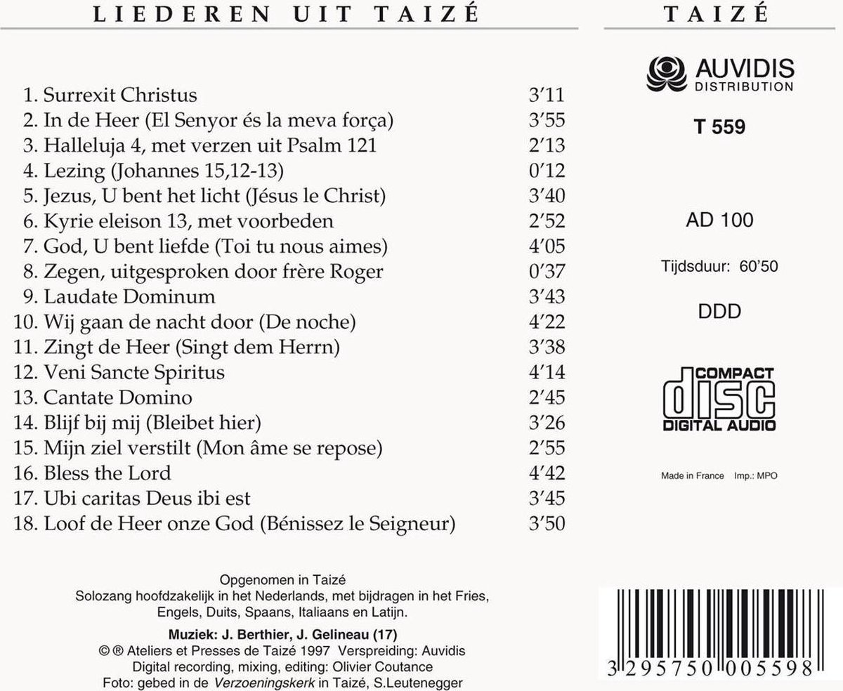 Taize: Liederen Uit Taize (CD), Taize | Muziek | bol.com