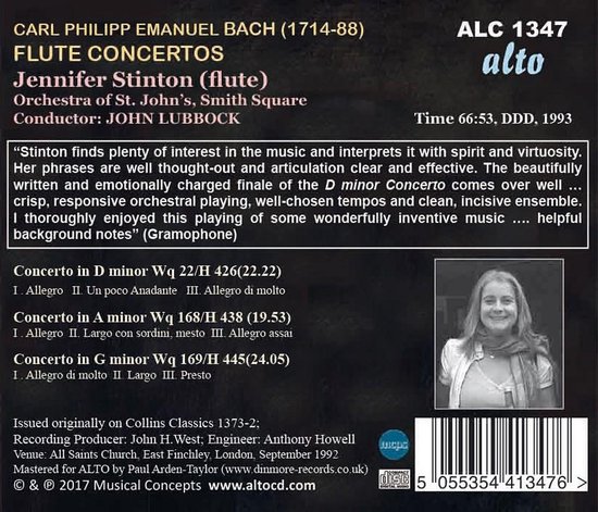 Carl P. E. Bach: Flute Concertos, Jennifer Stinton | CD (album ...
