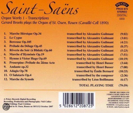 Saint Saens - Complete Organ Works. Volume 1 - Transcriptions, C. Saint ...
