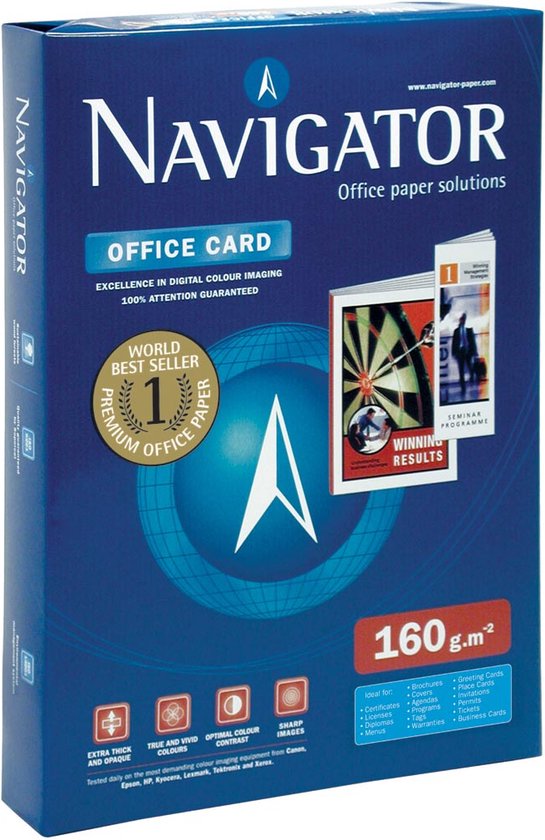 3x Navigator Office Card presentatiepapier A3, 160gr, pak a 250 vel ...
