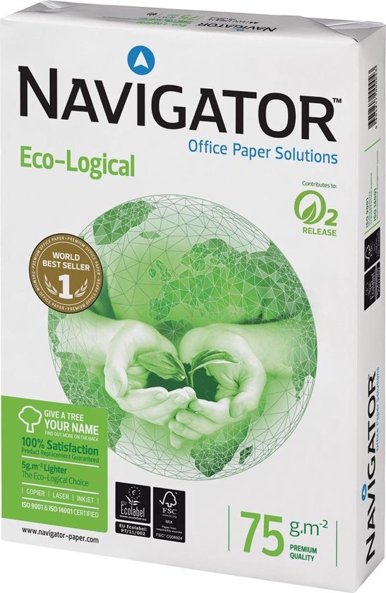 7x Navigator Eco-Logical printpapier A4, 75gr, pak a 500 vel | bol