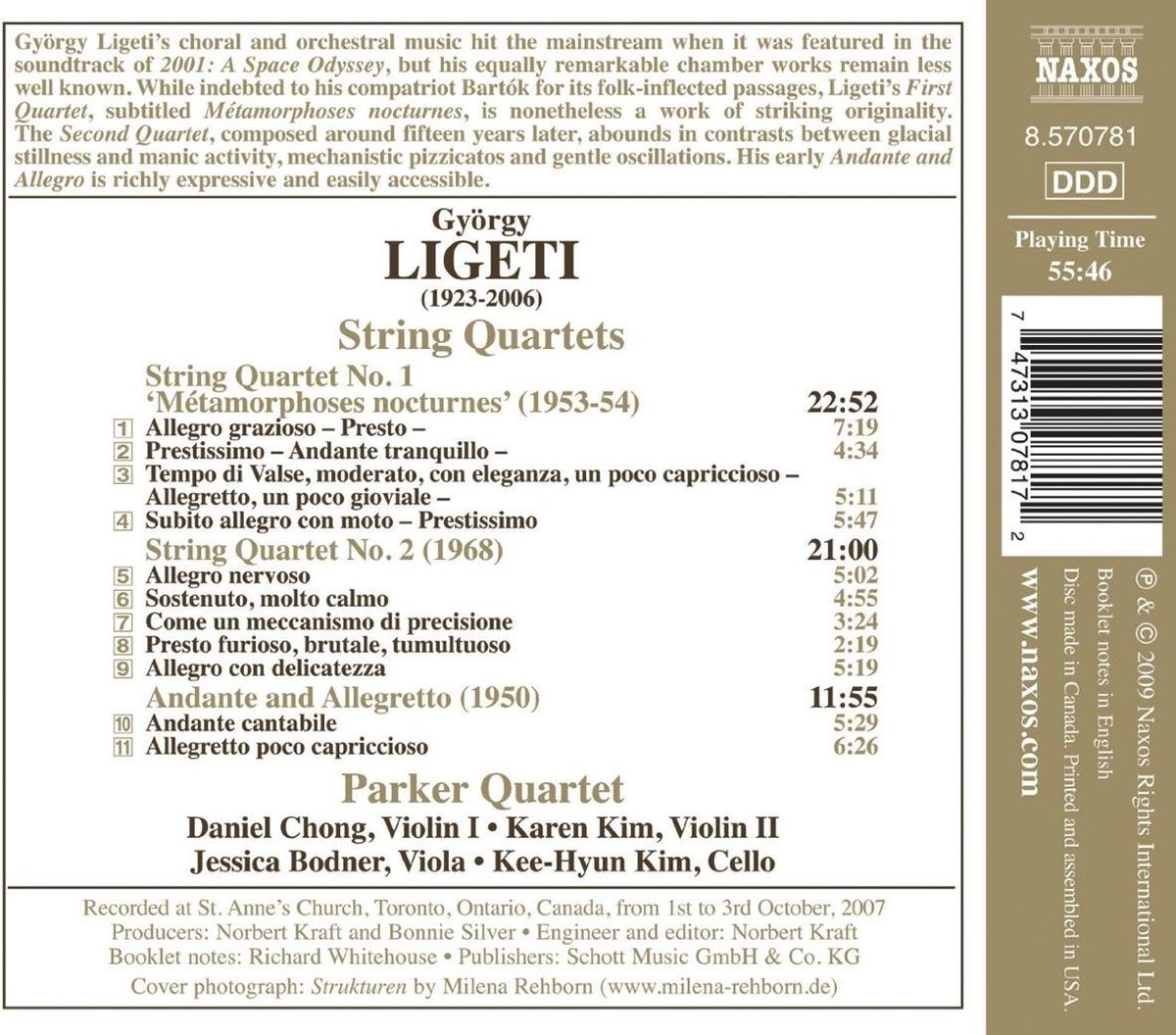 Ligeti: String Quartets, Parker Quartet | CD (album) | Muziek | bol.com