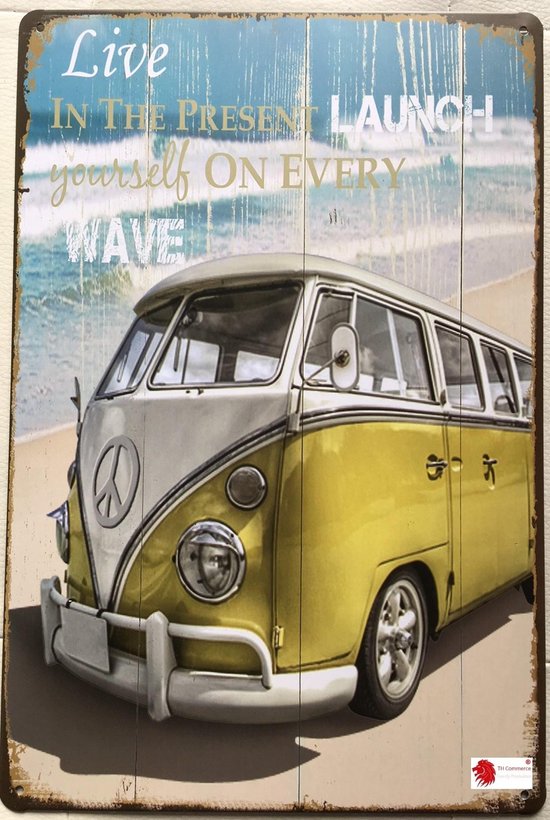 Metalen Decoratie Wandbord - VW - Peace Bus - Volkswagen | bol.com
