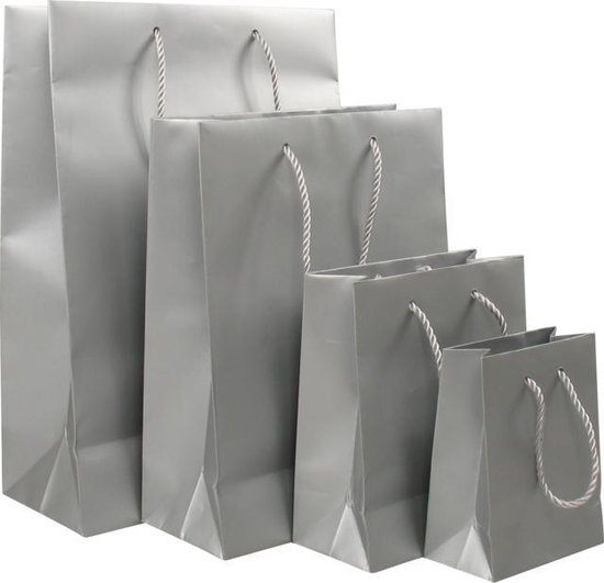 Tas - Papier - luxueuze tas met koord - 22x 10x29cm - draagtas - zilver ...