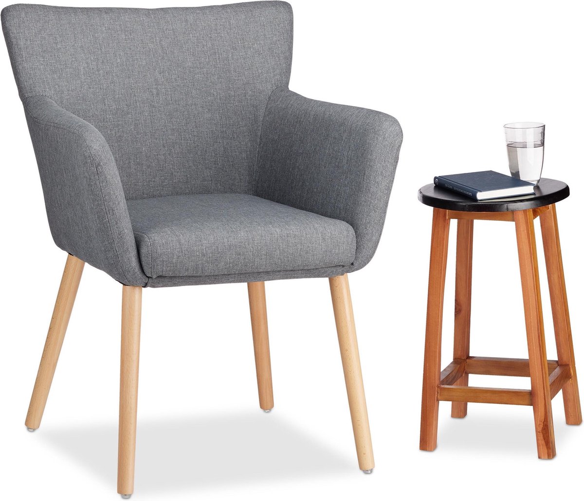 relaxdays fauteuil design - zetel modern - eetkamerstoel stof ...