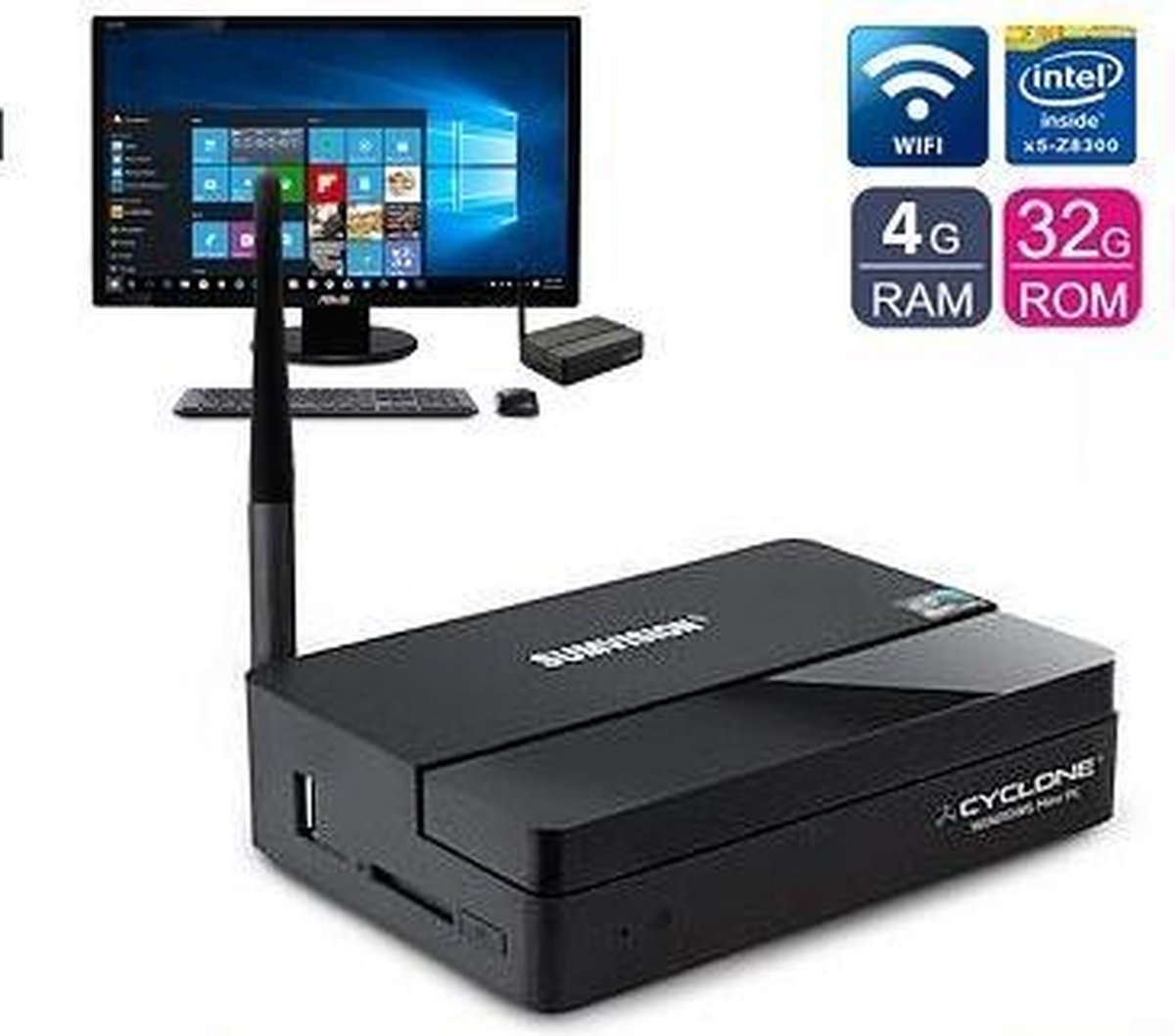 Sumvision Cyclone Mini PC 2, Fanless, Intel Z8300, 4GB, 32GB, Win 10 ...