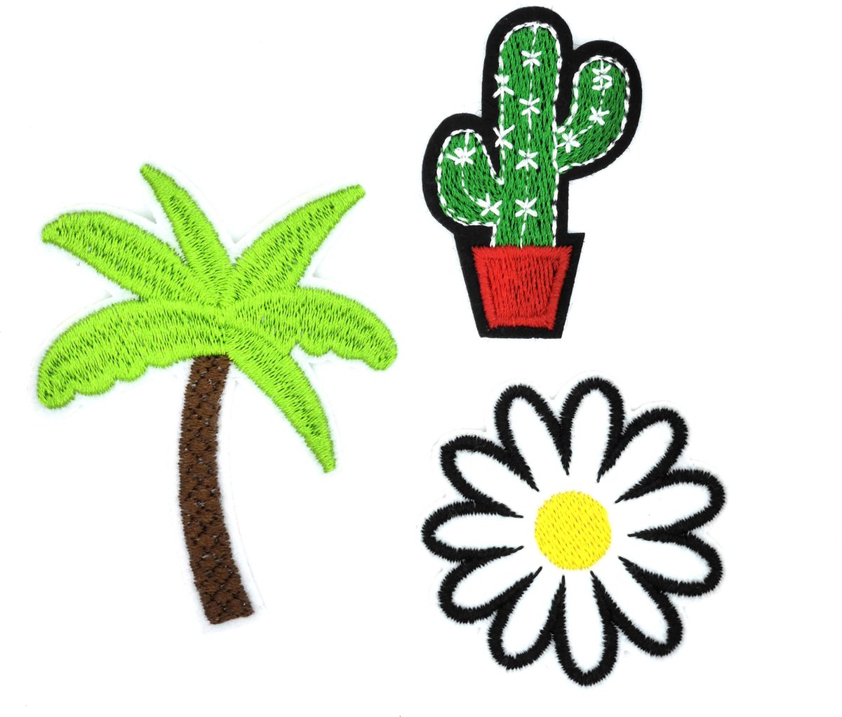 Strijk embleem ‘Palmboom, cactus en bloem patch set (3)' – stof ...
