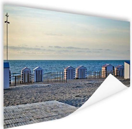 Strand aan de Noordzee met huisjes Poster 180x120 cm - Foto print op Poster... | bol.com