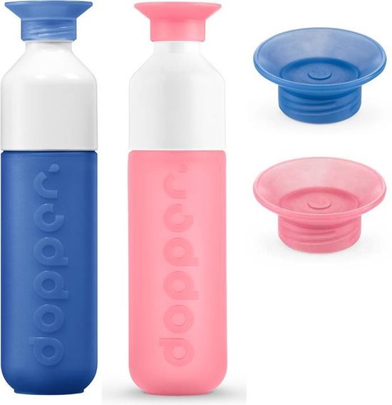 Dopper Original Drinkfles - 450 ml - Pink & Pacific + reserve dopjes ...