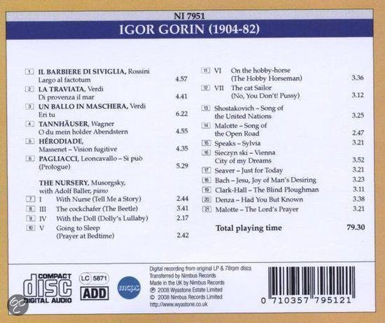 Gorin - Igor Gorin Volume 2 (CD), Gorin | Muziek | bol