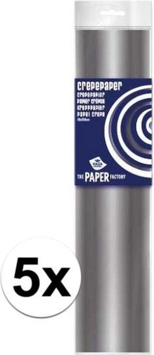 5x Crepe papier plat zilver 250 x 50 cm - Knutselen met papier ...