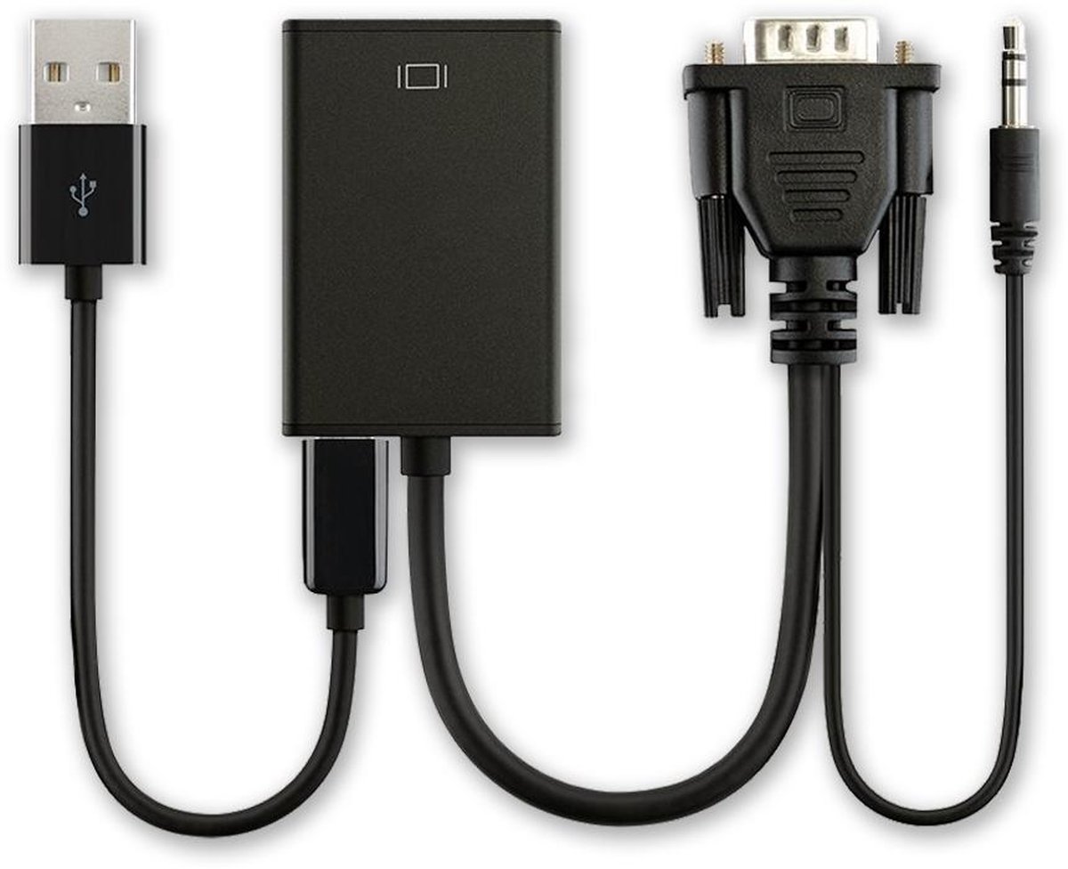 VGA (+ Audio) naar HDMI Adapter - Zwart - VGA naar HDMI Monitor/TV | bol