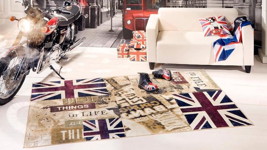 Design vloerkleed Tapigo World Vlag VK UK Union Jack City Life 185x275 ...