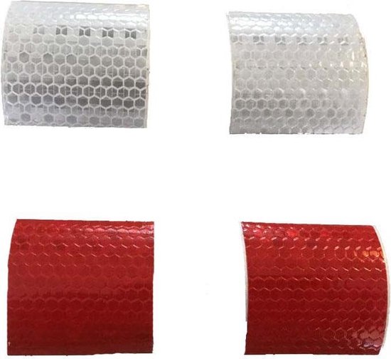 set stickers, retro-reflecterend wit en rood | bol