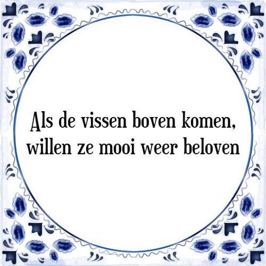 Tegeltje met Spreuk (Tegeltjeswijsheid): Als de vissen boven komen, willen ze mooi... | bol