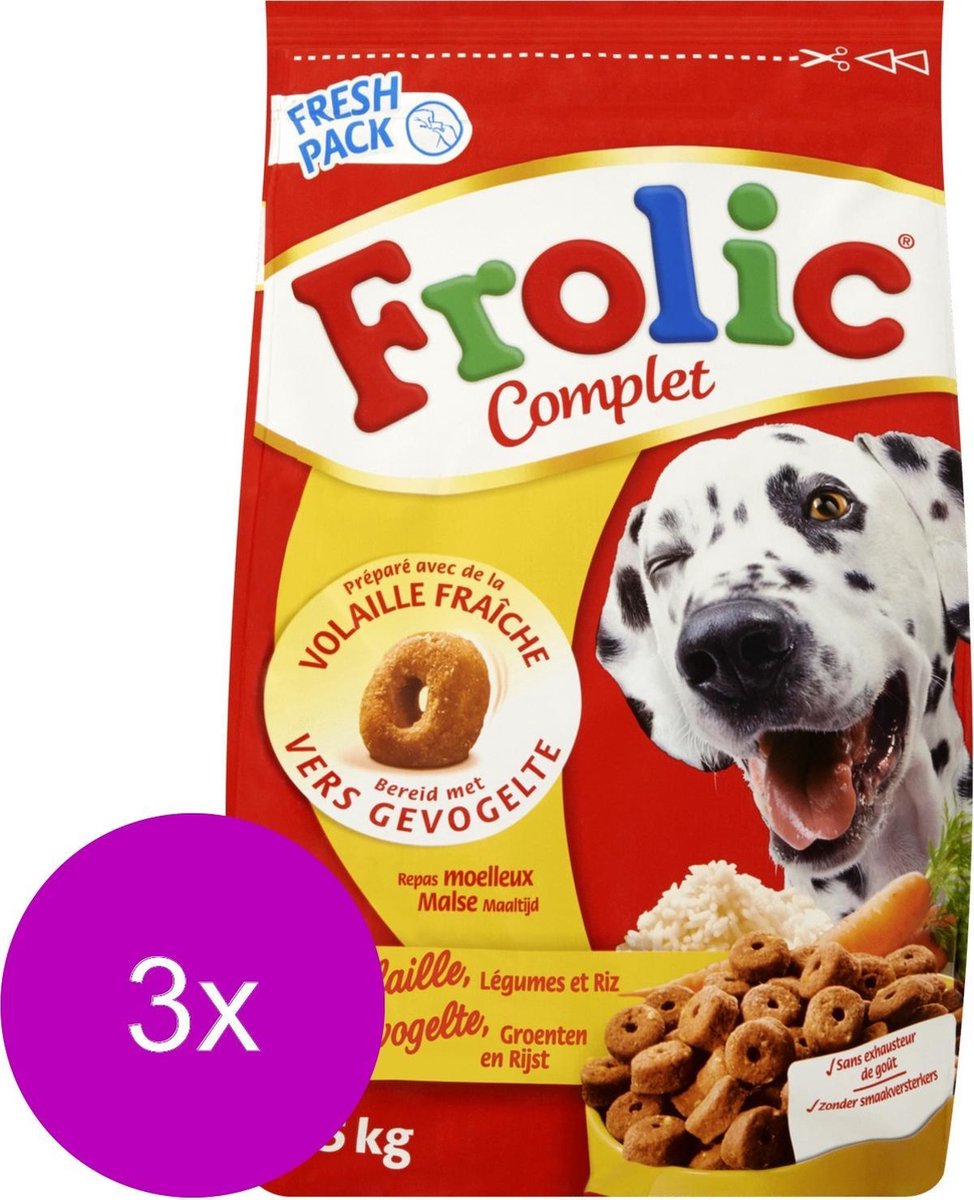 Frolic Compleet - Gevogelte - Hondenvoer - 3 x 1.5 kg | bol.com