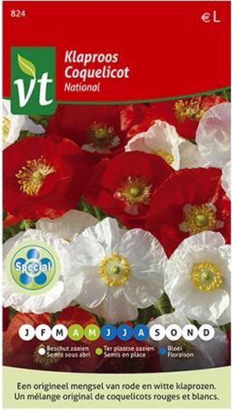 Klaproos National Mix, witte klaprozen vormen samen met rode klaproos ...