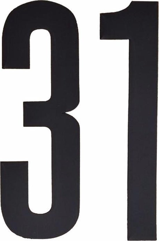 Cijfer sticker 31 zwart 10 cm | bol