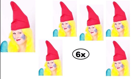 6x Kaboutermuts rood - kabouter muts smurf carnaval optocht paddestoel ...