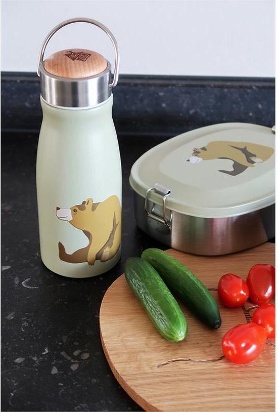 The Zoo lunchbox + thermosfles mini brown bear | bol.com