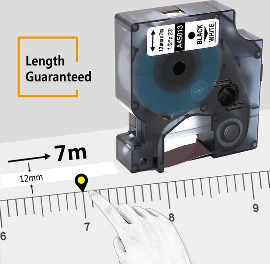 3x D1 standaard labels Dymo 45803 Zwart op wit / 19mm x 7m ...